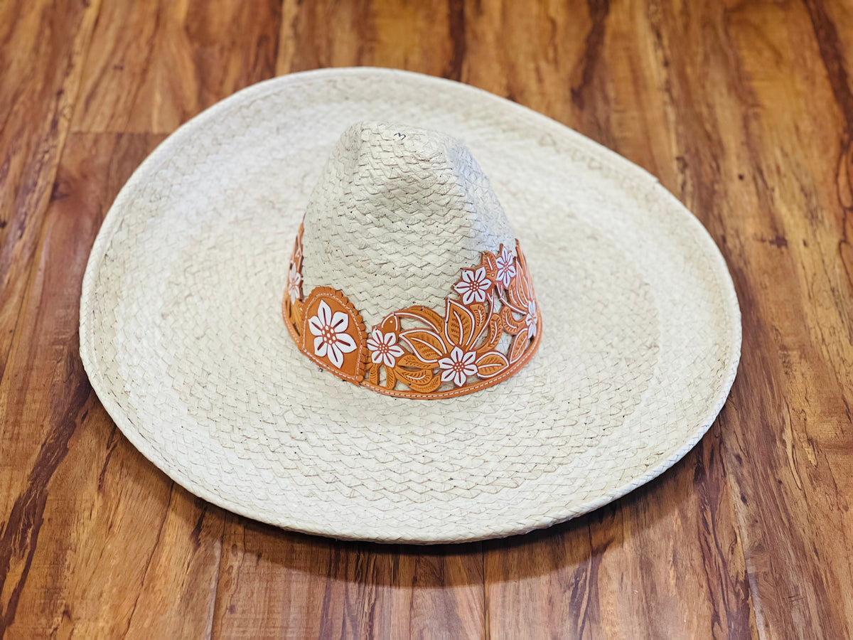 SOMBRERO DE CHARRO "55" SOYATE DE PINA PIRORABADO. CHARRO HAT PLAM IN ...